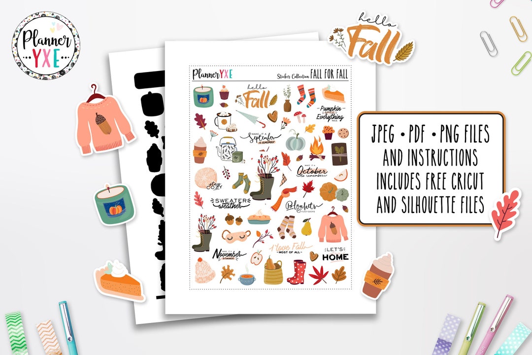 Fall Sticker Sheet Printable, INSTANT DOWNLOAD, Printable, Planner ...