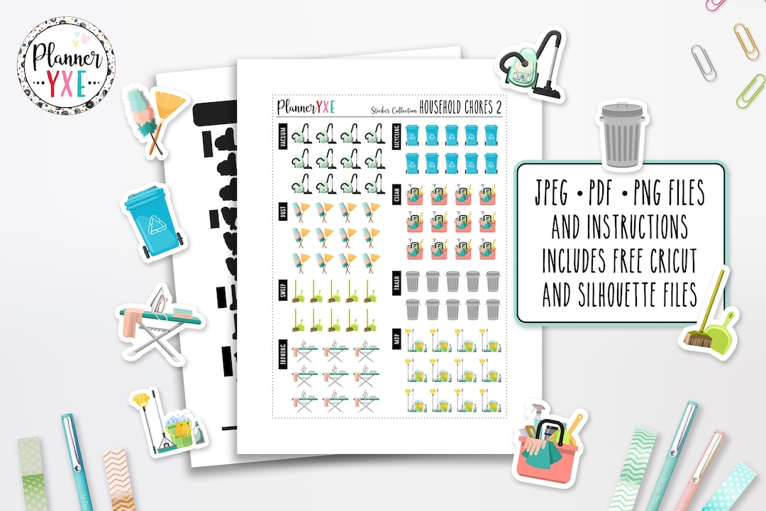 Household Chores 2 Sticker Sheet Printable, INSTANT DOWNLOAD, Printable ...