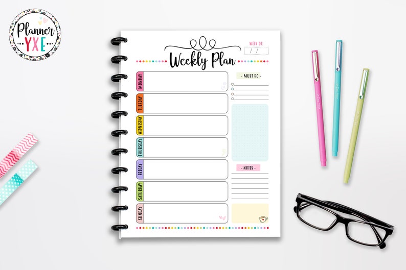 Weekly Planner Printable Monday Start INSTANT DOWNLOAD - Etsy