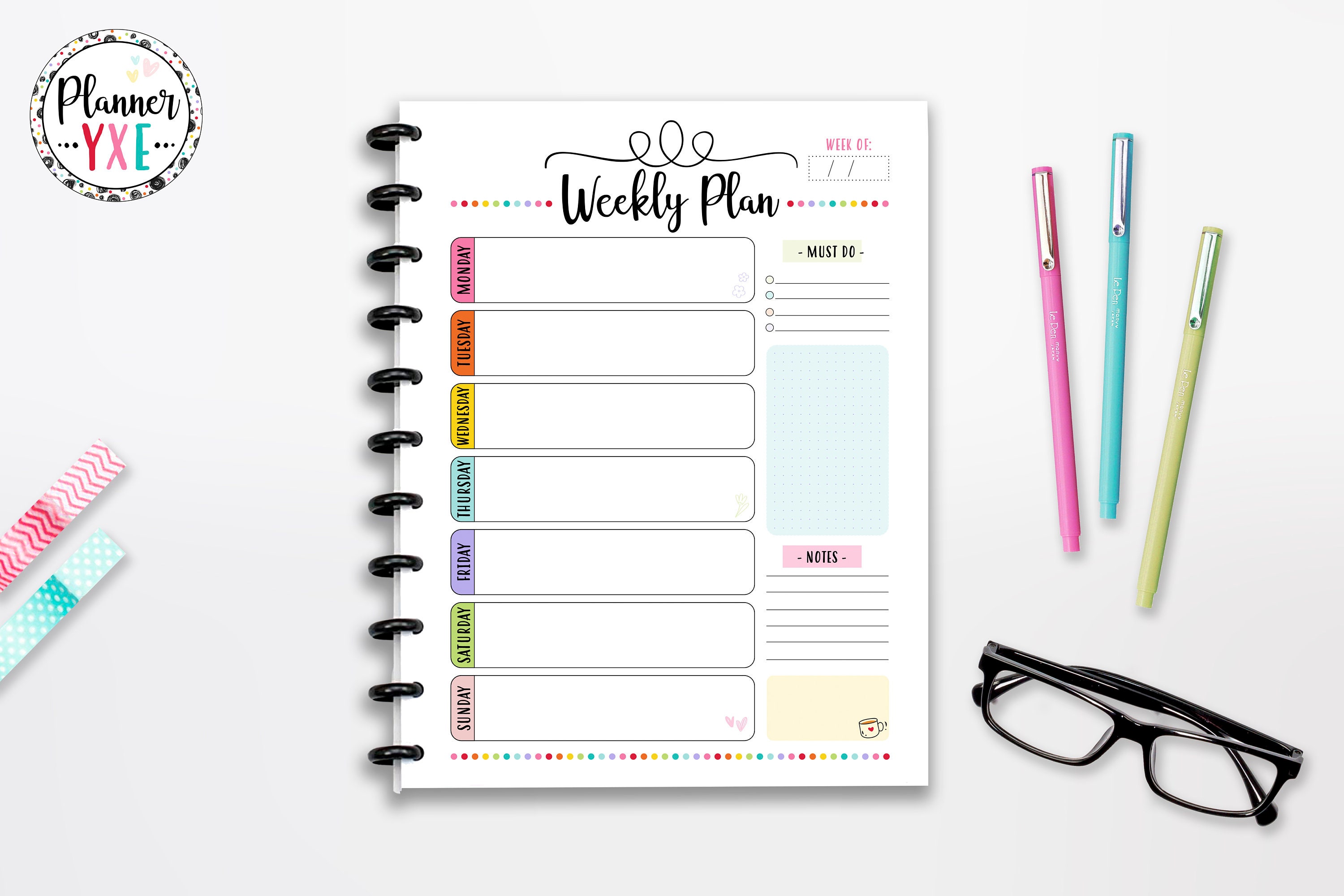 Weekly Planner Printable Monday Start INSTANT DOWNLOAD - Etsy UK