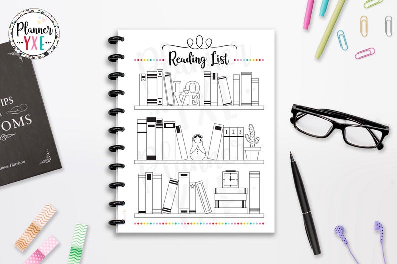 Reading Log, Book List, CUTLINES, INSTANT DOWNLOAD, Planner Insert ...
