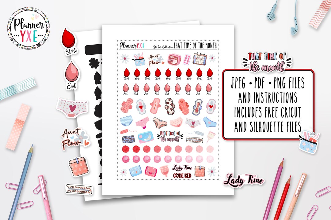 Period Tracker Sticker Sheet Printable, INSTANT DOWNLOAD, Printable ...