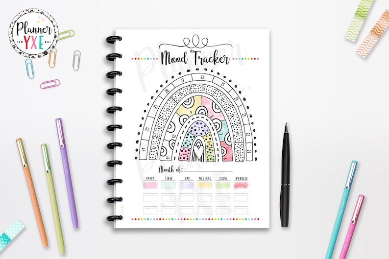 Mood Tracker Printable, Cutline, Planner Insert, Full Page, Half Page ...