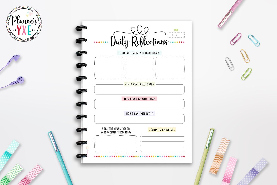 Daily Reflections Printable, Mood Tracker, Motivation, Planner Insert ...