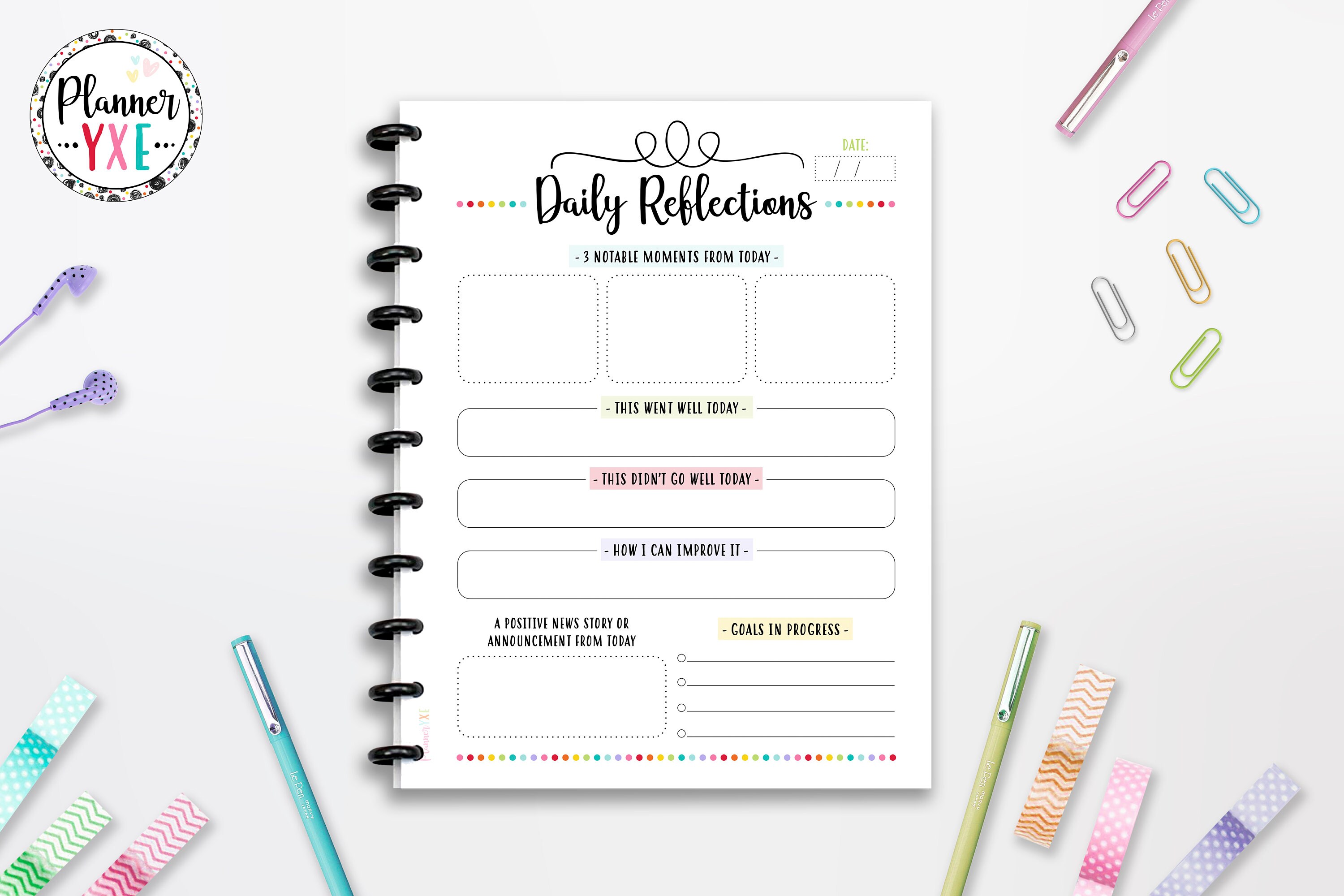 Daily Reflections Printable Mood Tracker Motivation Planner - Etsy