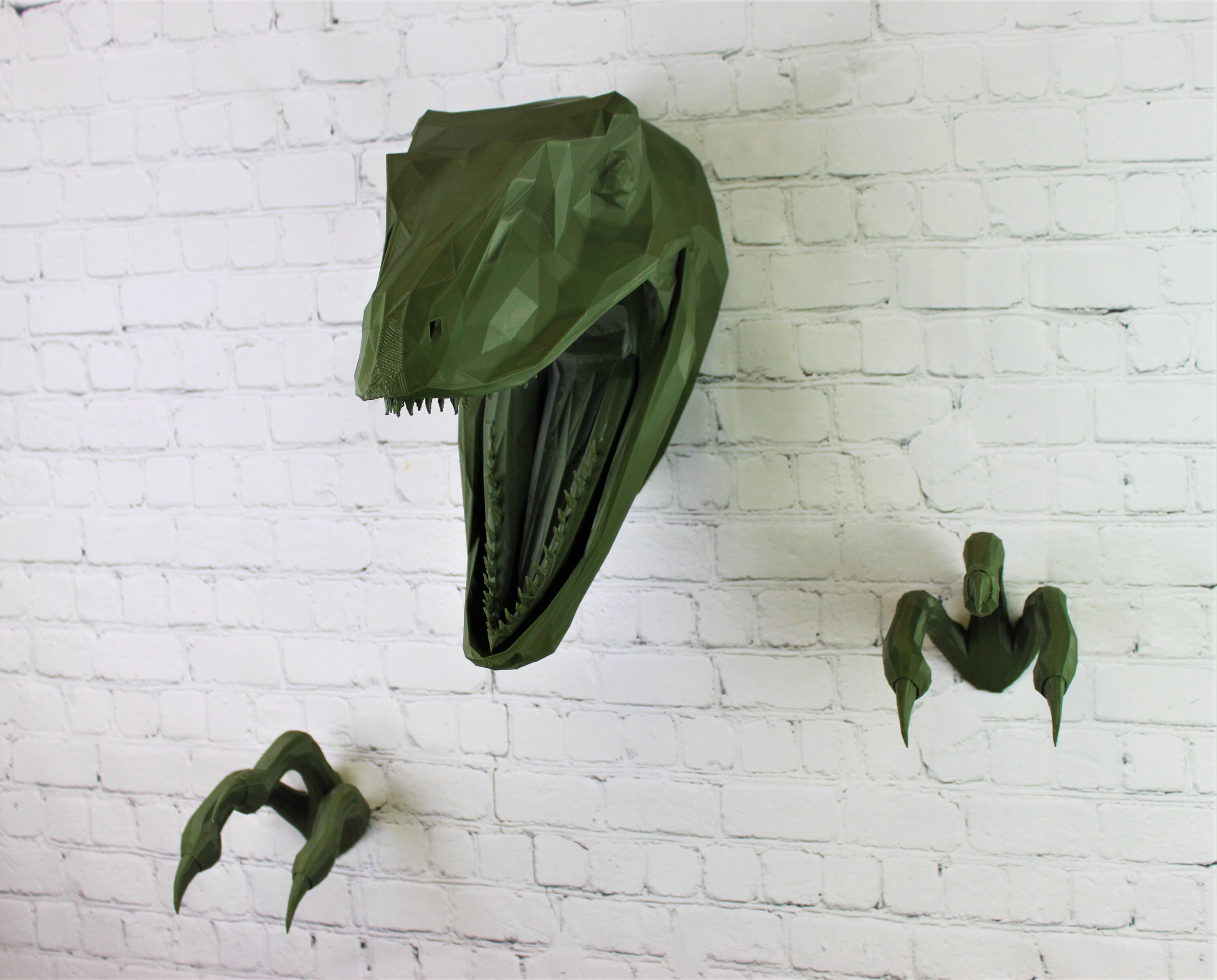 LARGE Geometric Velociraptor Wall Mountable Reaching Dinosaur | Etsy