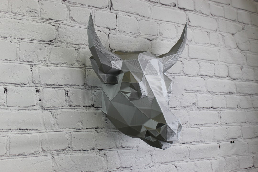 LARGE Geometric Bull Wall Head Modern Decor - Etsy