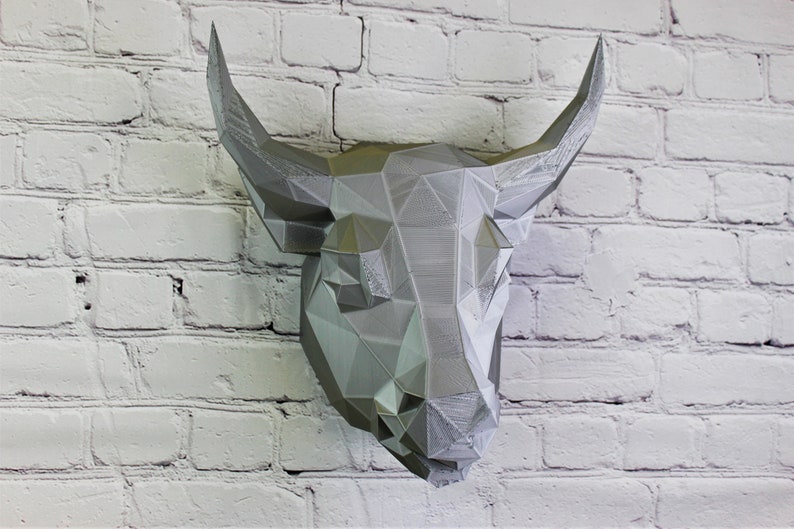 LARGE Geometric Bull Wall Head Modern Decor - Etsy