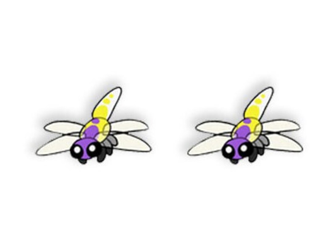 Non Binary Pride Dragonfly Insect Art Earrings Subtle Enby - Etsy