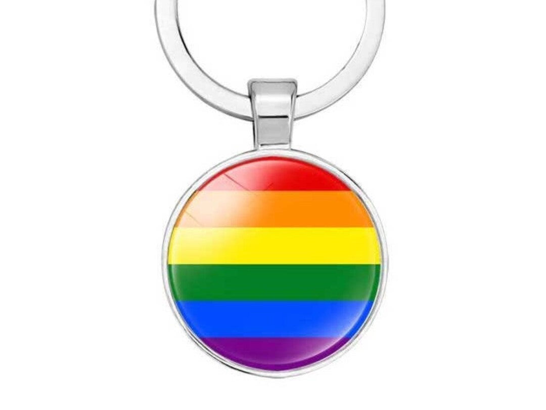 LGBT Rainbow Pride Flag Cabochon Keyring Keychain LGBTQ - Etsy