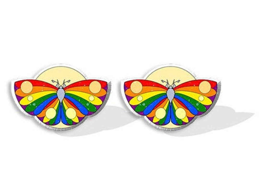 Gay Pride Rainbow Flag Butterfly Art Earrings Subtle LGBTQ - Etsy