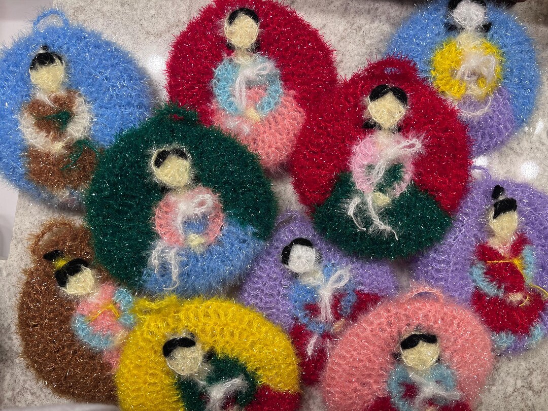 Handmade Korean Dish Scrubber - Traditional Hanbok - Eco-friendly Multi ...