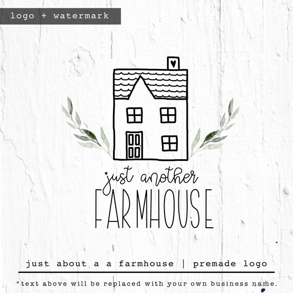 Farmhouse logo farm logo custom logo premade logo greenery | Etsy