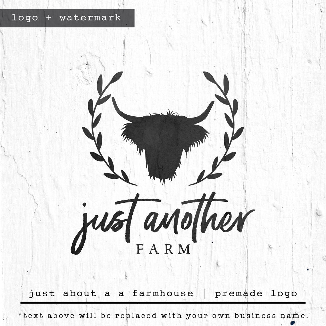 Highland Cow Logo Cow Logo Farmhouse Logo Farm Logo Custom | Etsy