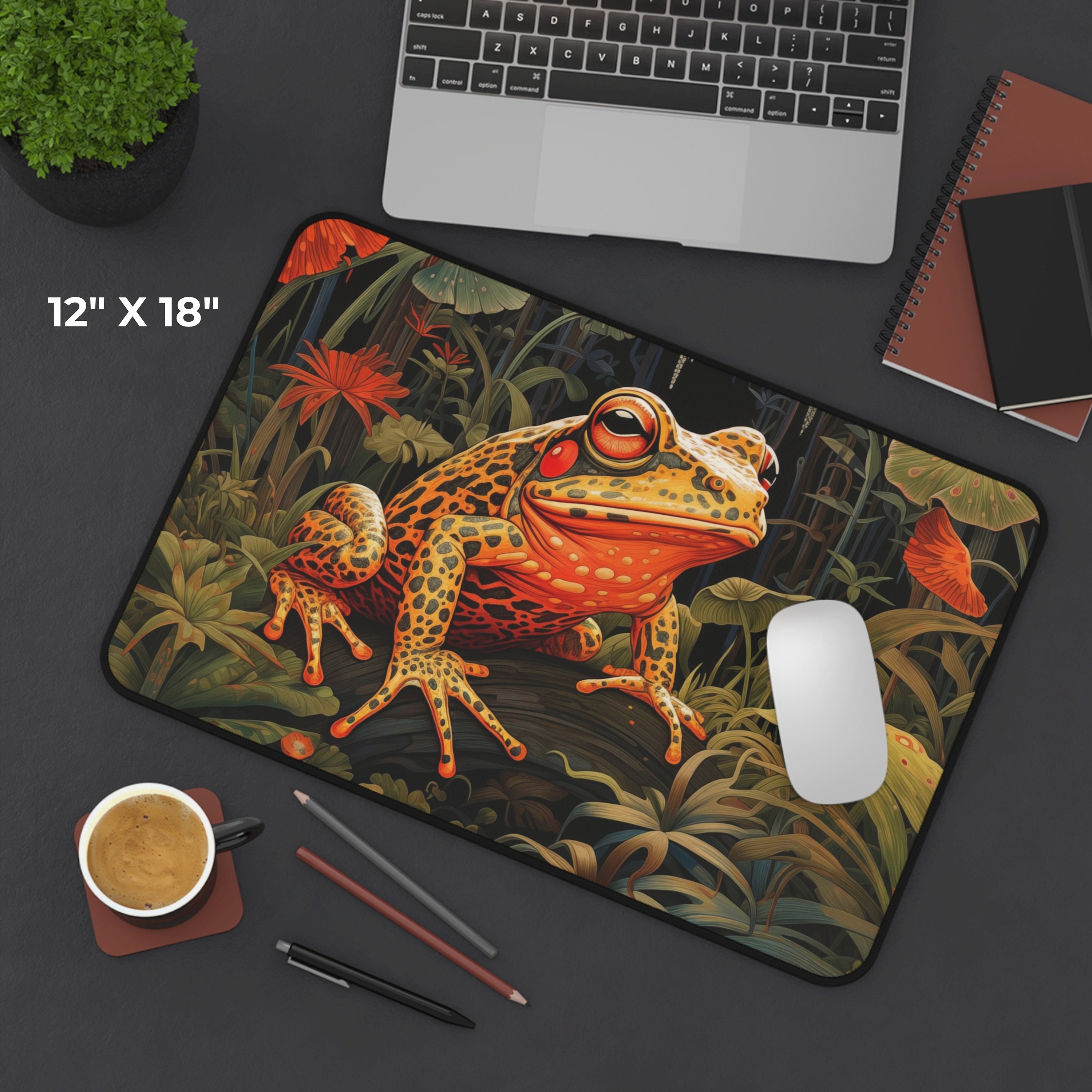 Frog Desk Pad, Dark Cottagecore Desk Mat, Frog Lover Gift, Frog ...