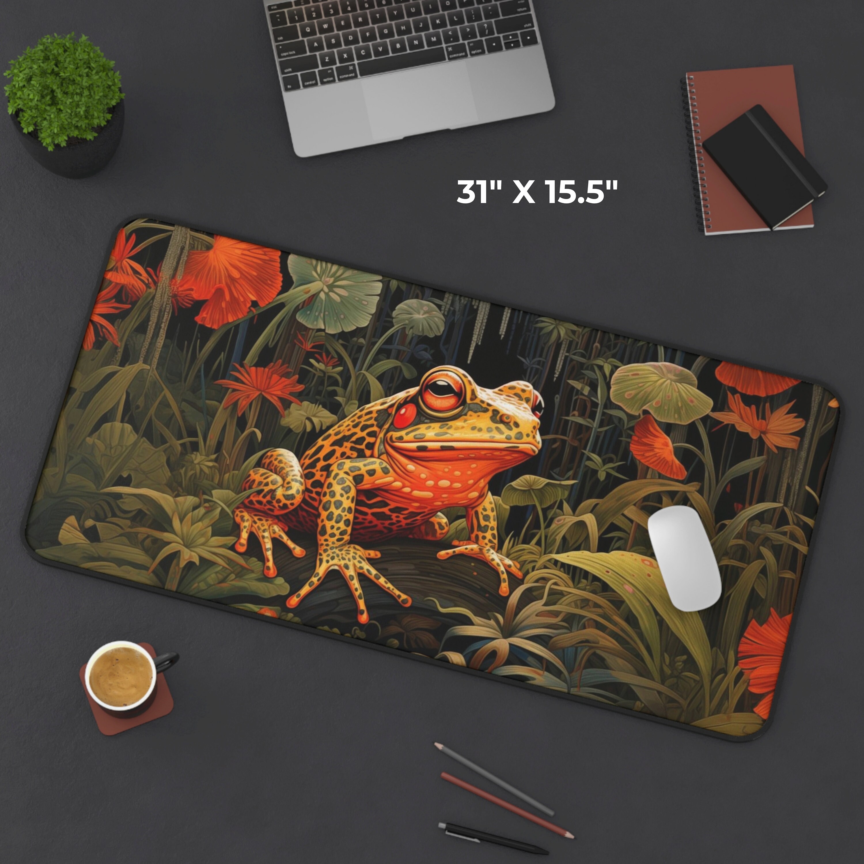 Frog Desk Pad, Dark Cottagecore Desk Mat, Frog Lover Gift, Frog ...