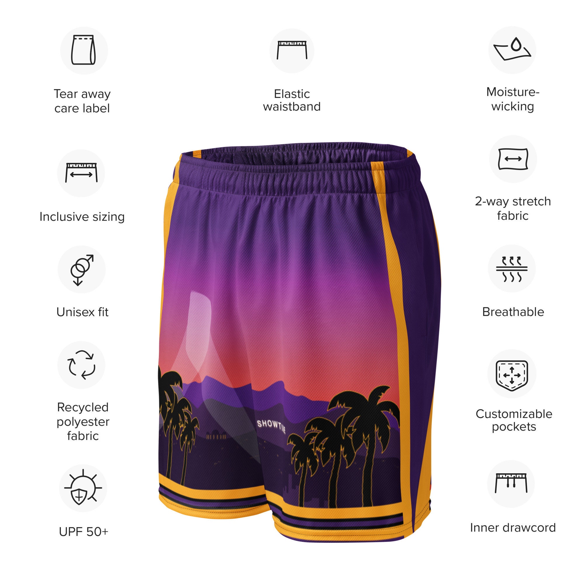 Showtime Unisex Mesh Shorts Los Angeles Basketball Shorts Etsy