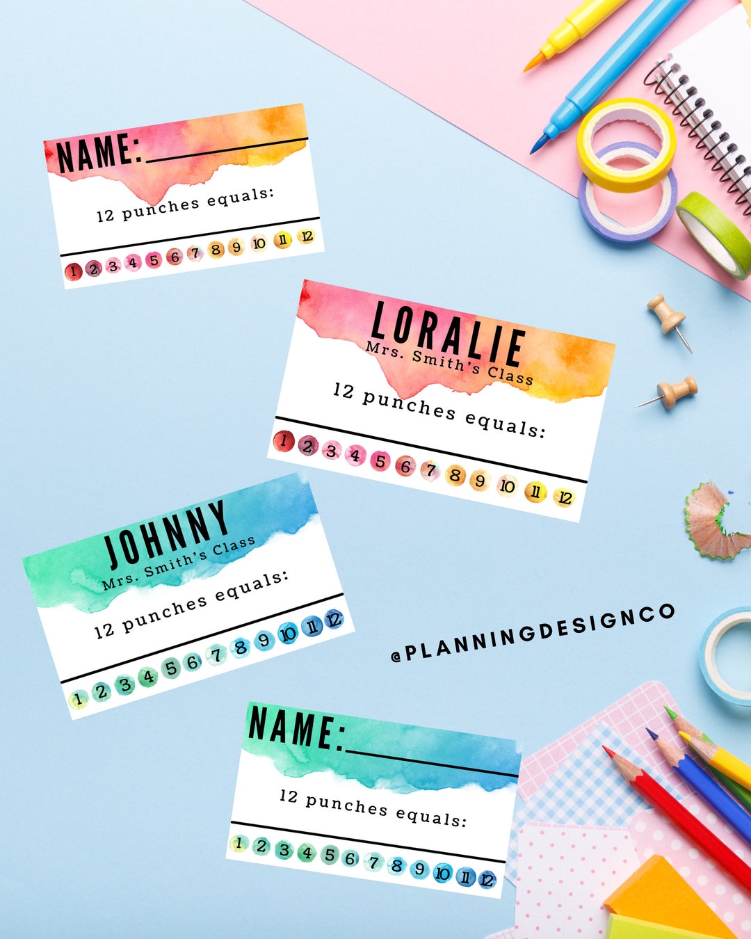 Student Punch Cards Digital Print - Etsy