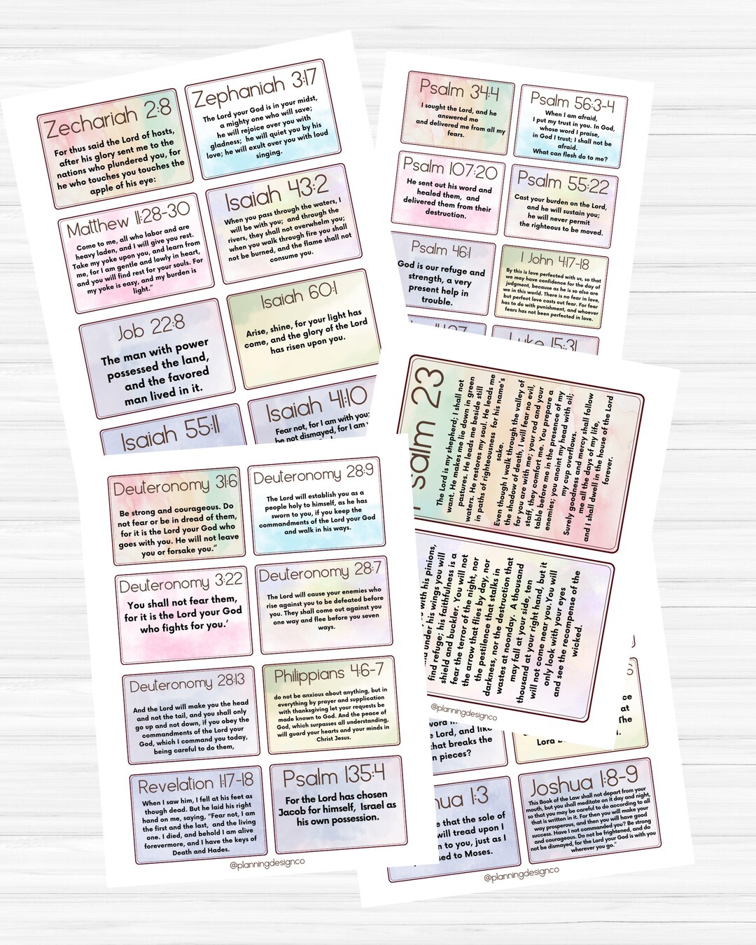 Scripture Memory Verse Cards on Fear Printable - Etsy