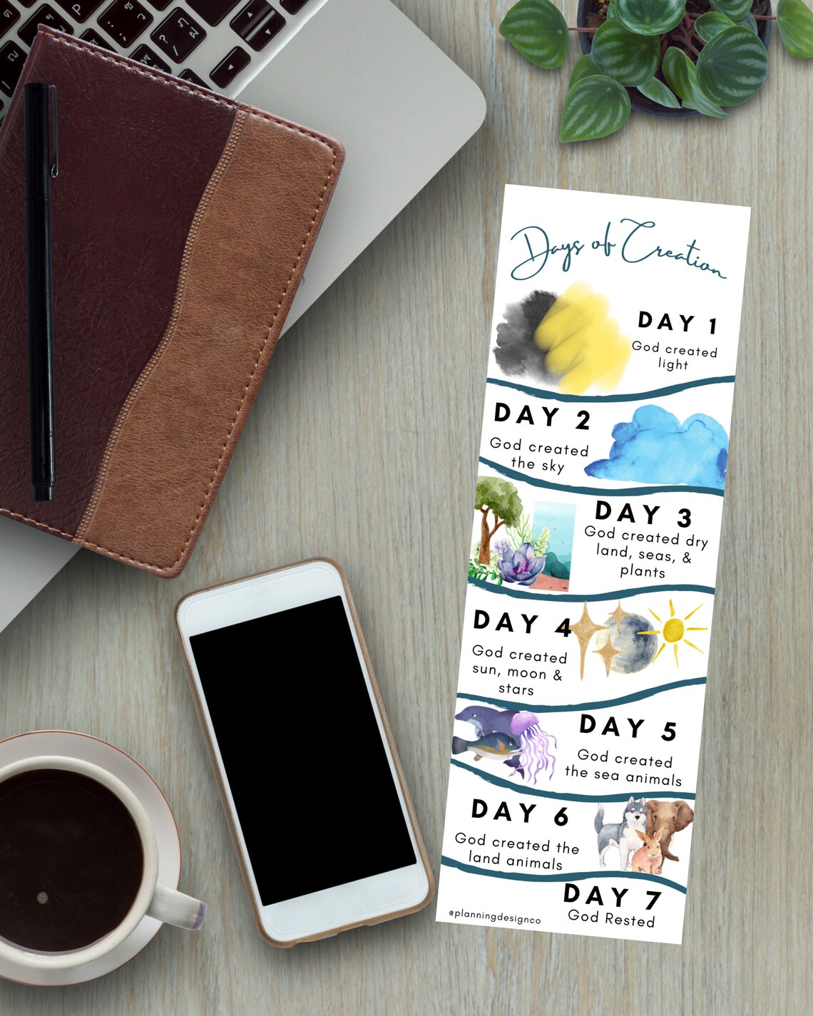 Days of Creation Printable Bookmark - Etsy