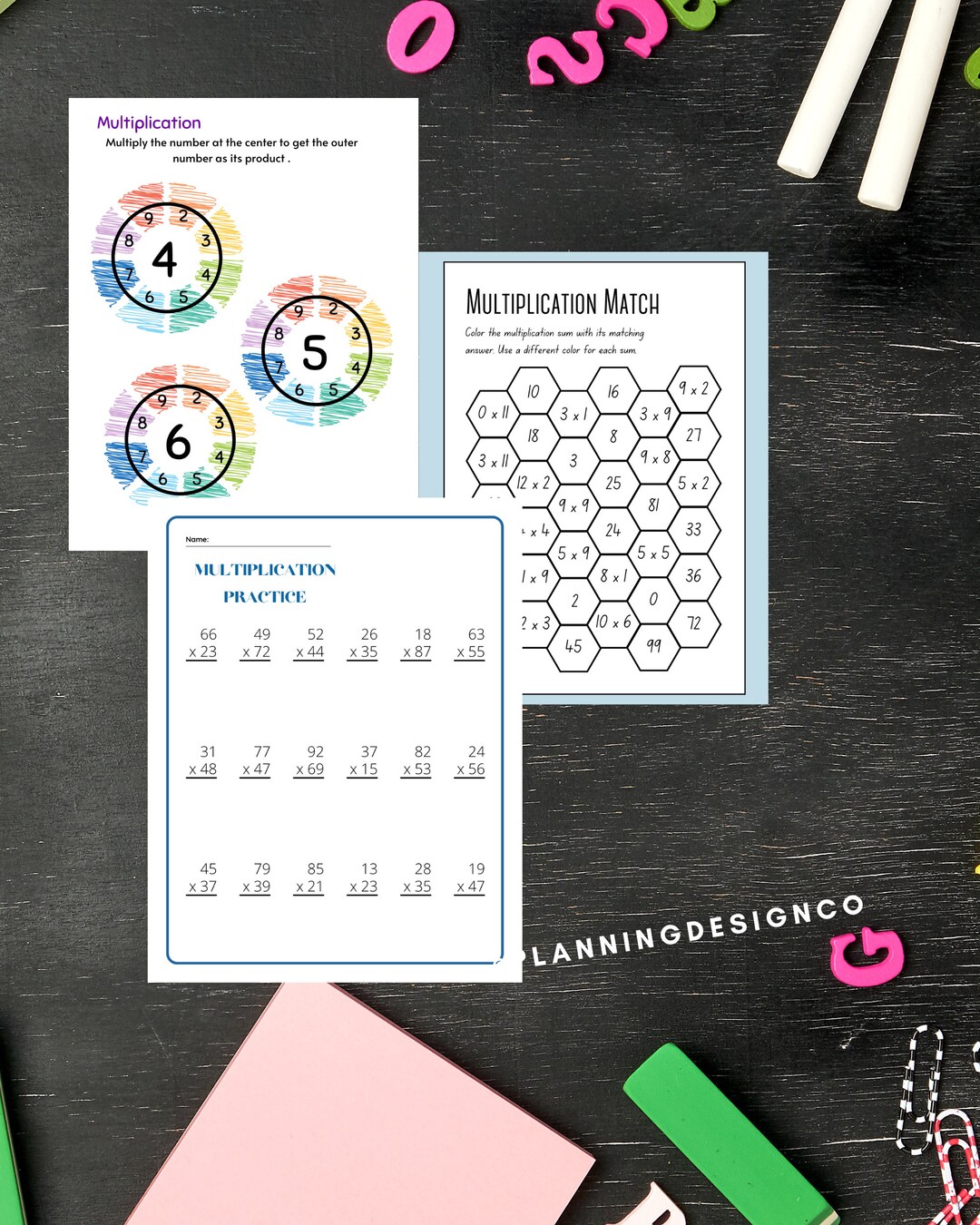 Set of 9 Multiplication Printable Worksheets - Etsy
