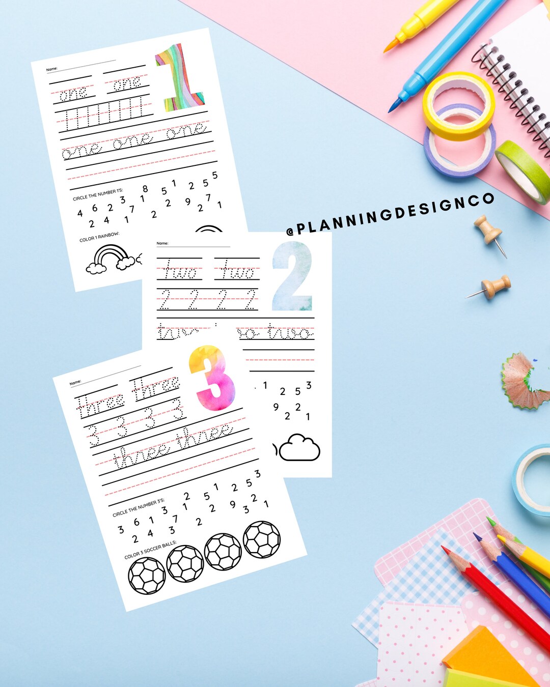 Number 1-9 Worksheet Printable Download - Etsy