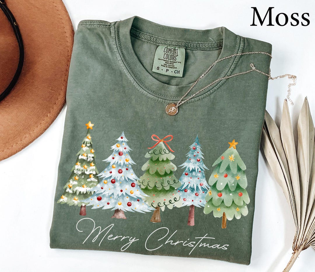 Comfort Colors® Merry Christmas Tree Shirt, Merry and Bright Christmas ...