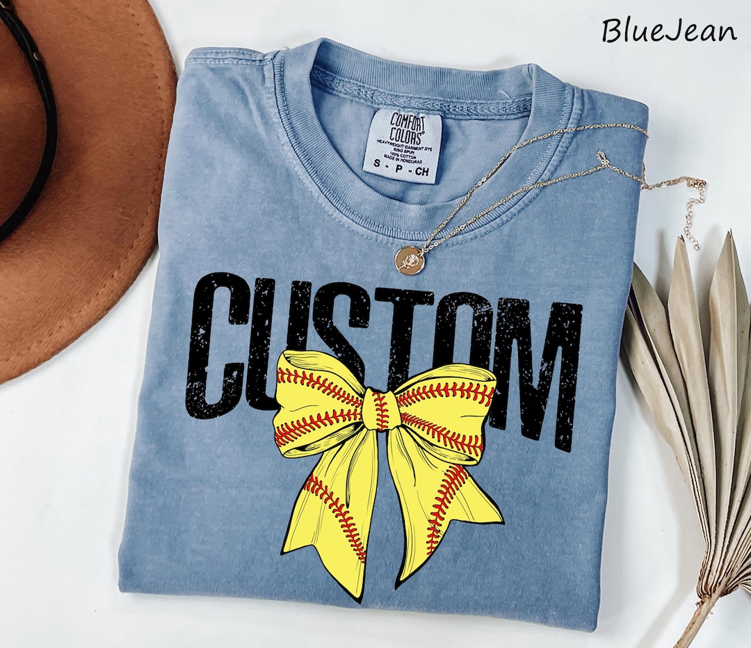 Comfort Colors® Custom Softball Game Day Shirt, Softball Bow Shirt ...