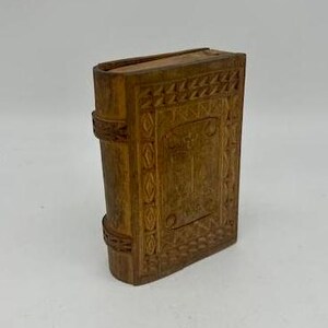 Antique Folk Art Carved Wooden Book - Etsy