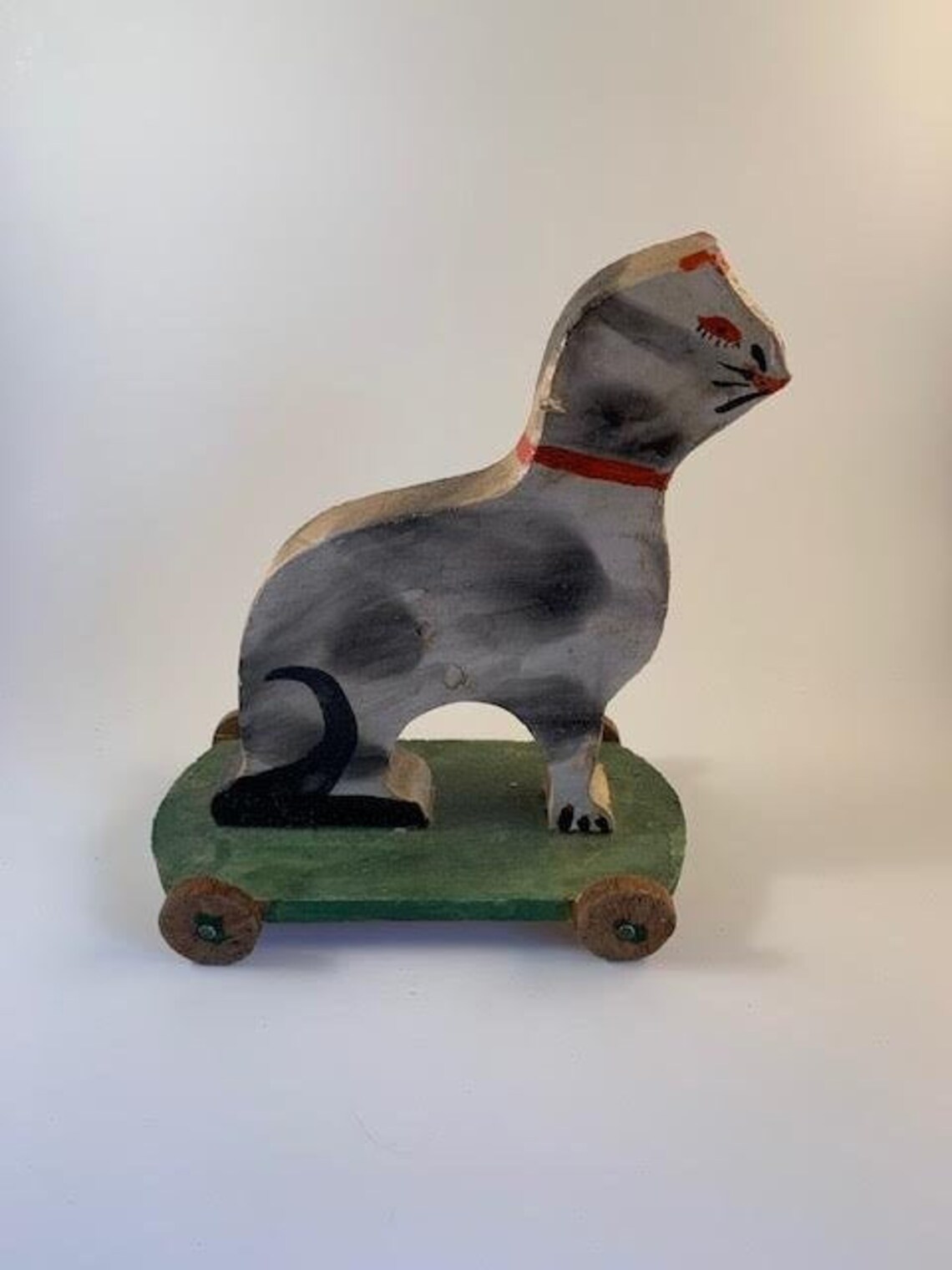 Smoke-decorated Painted Wooden Cat Pull Toy - Etsy