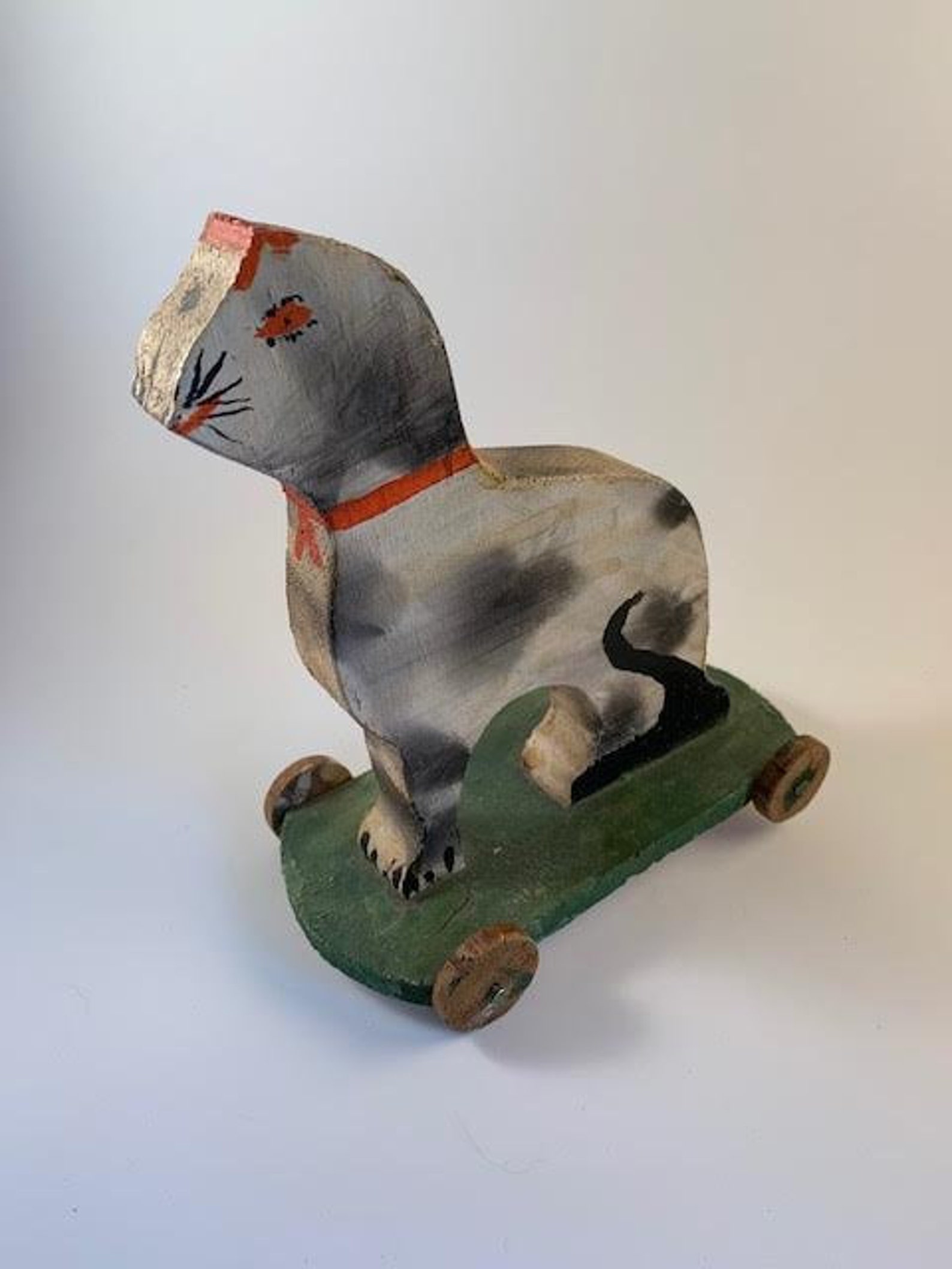 Smoke-decorated Painted Wooden Cat Pull Toy - Etsy