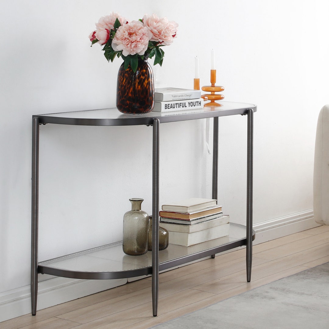 Gatsby Console Gunmetal Mid Centruy Modern Hall Table Entry Table ...