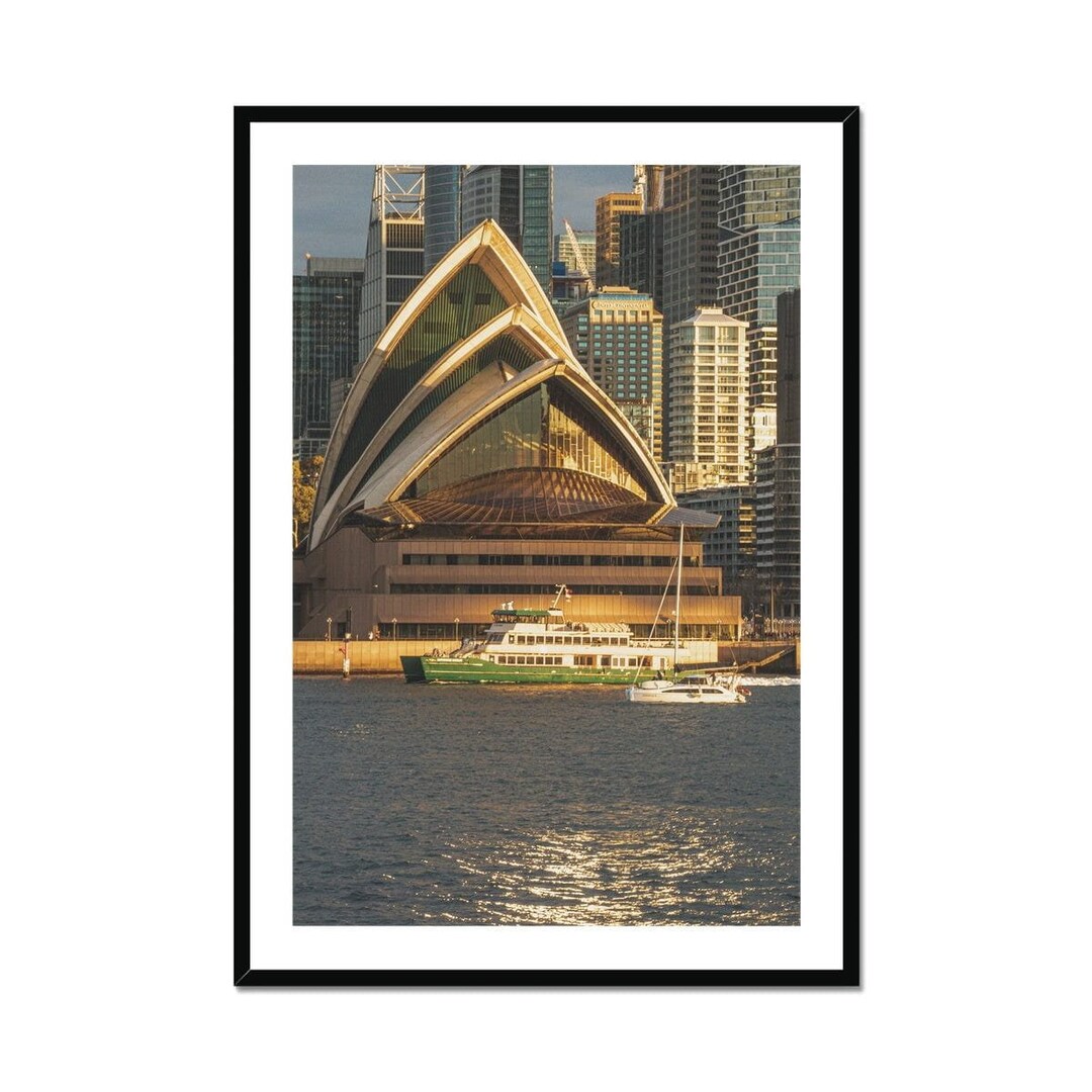 Sydney Opera House Night View Framed & Mounted Print Australia White ...