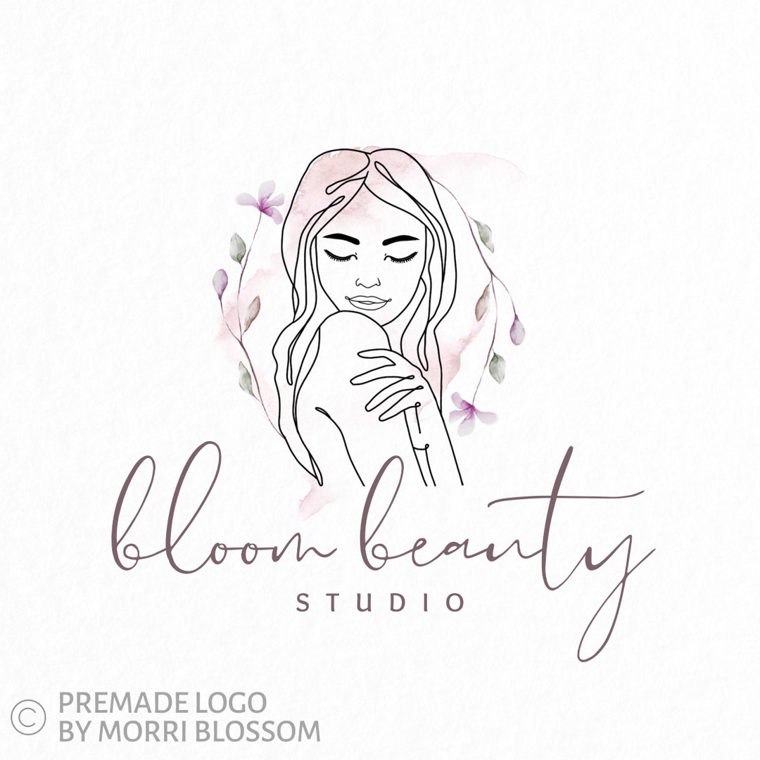 Premade Logo • Woman Pink Floral Logo • Female Beauty Logo • Chic ...