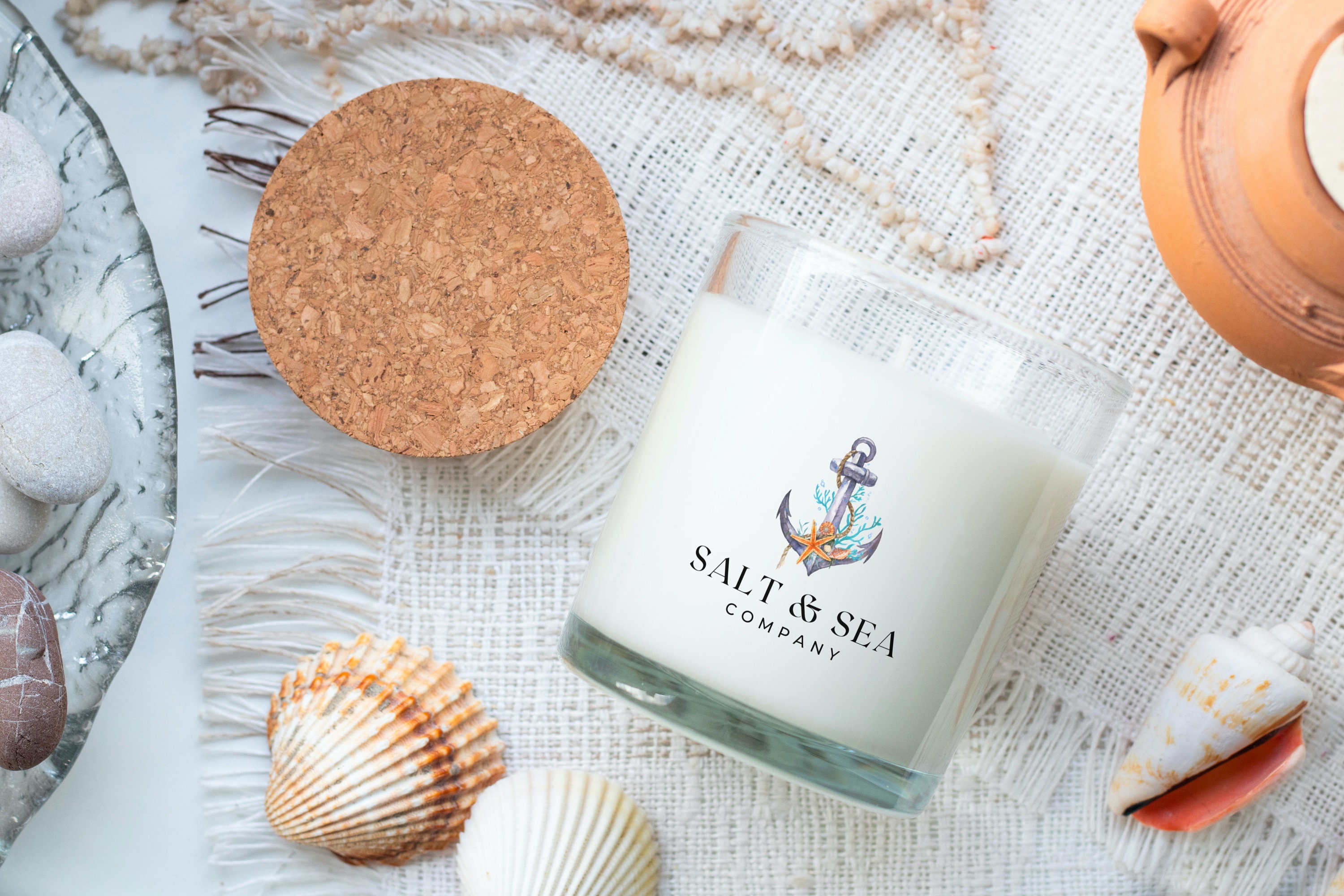 Premade Logo Anchor & Sea Shells Logo Boho Nautical Logo - Etsy