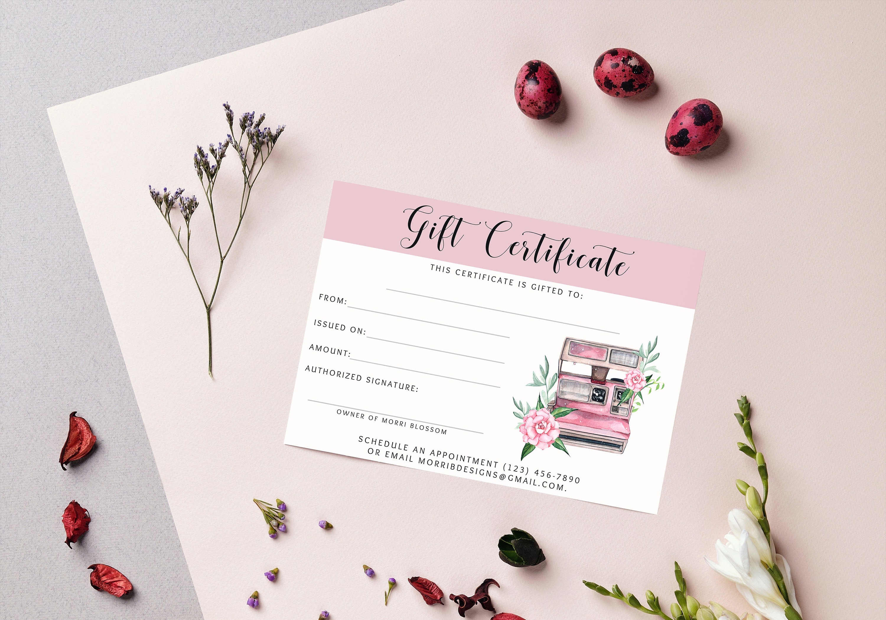 Gift Certificate • Photography Gift Card • Canva Template • Photo Shoot ...