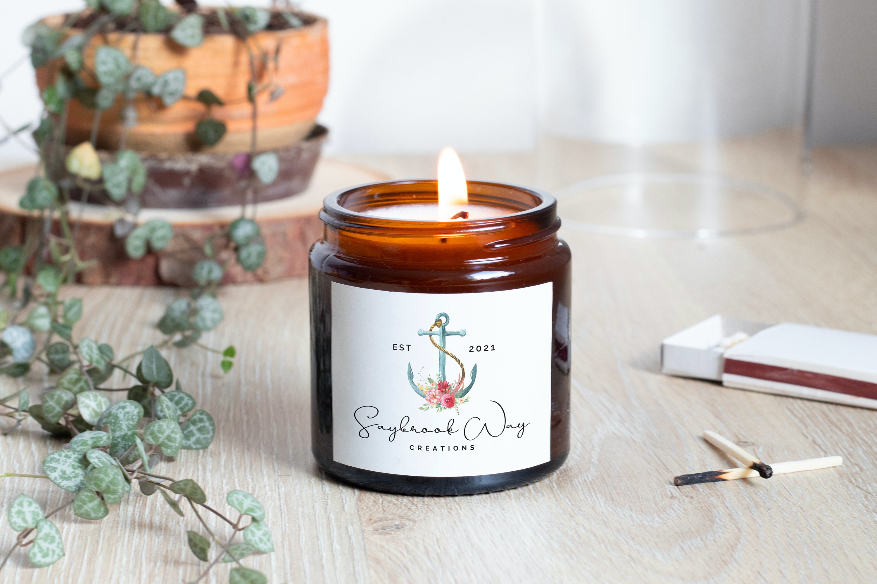 Premade Logo Floral Anchor Logo Boho Logo Nautical Logo | Etsy