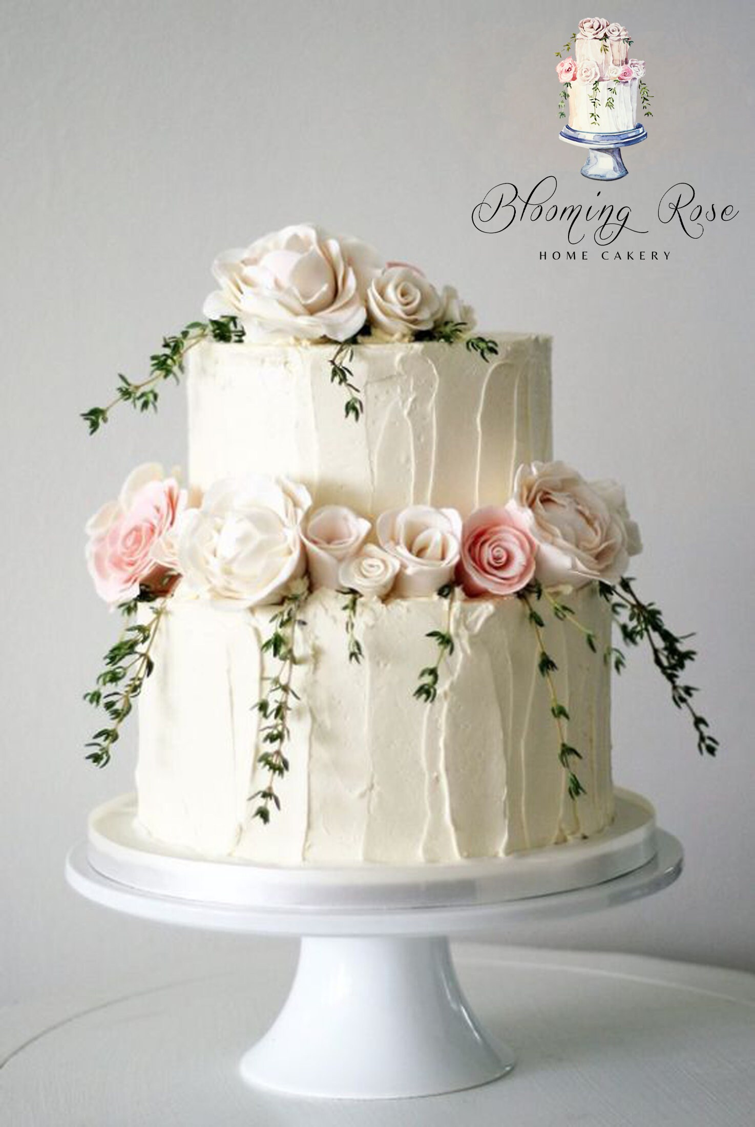 Premade Logo Wedding Cake Logo Elegant Floral Cakery Logo - Etsy