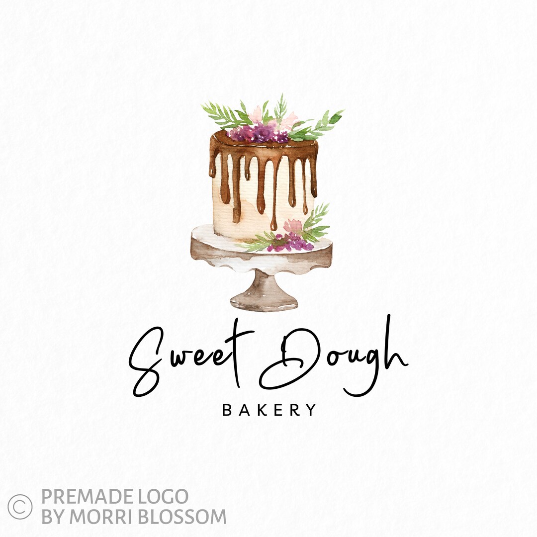 Premade Logo • Cake Logo • Chocolate Cake Logo • Floral Cake Logo ...