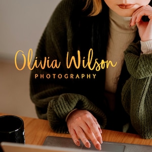 Premade Logo • Girl With Camera Logo • Line Art Logo • Photography Logo ...