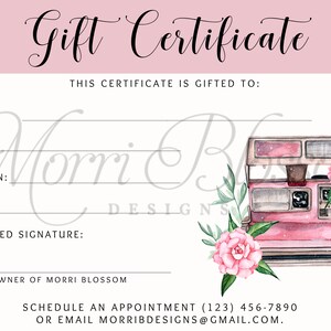 Gift Certificate • Photography Gift Card • Canva Template • Photo Shoot ...
