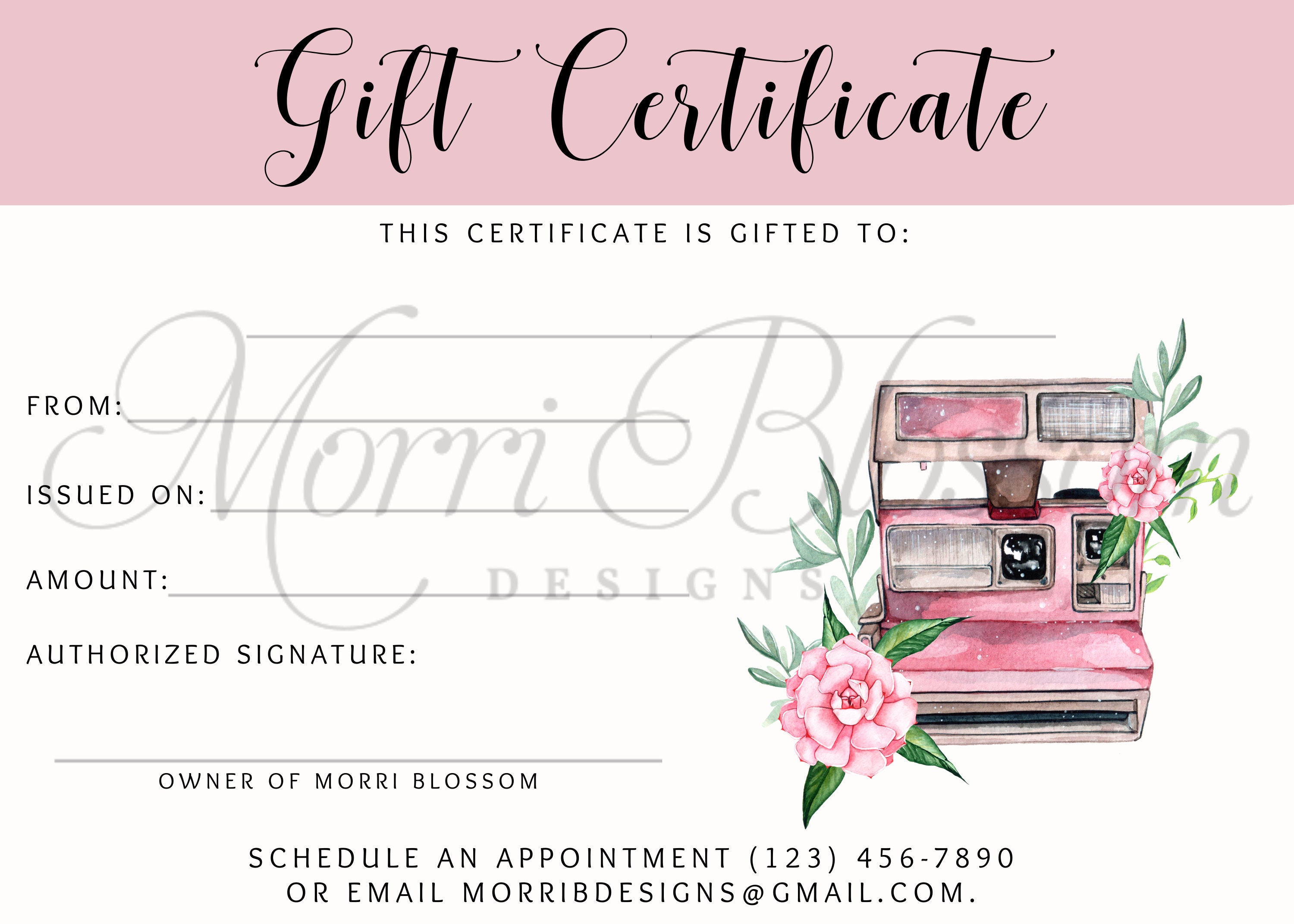 Gift Certificate • Photography Gift Card • Canva Template • Photo Shoot ...