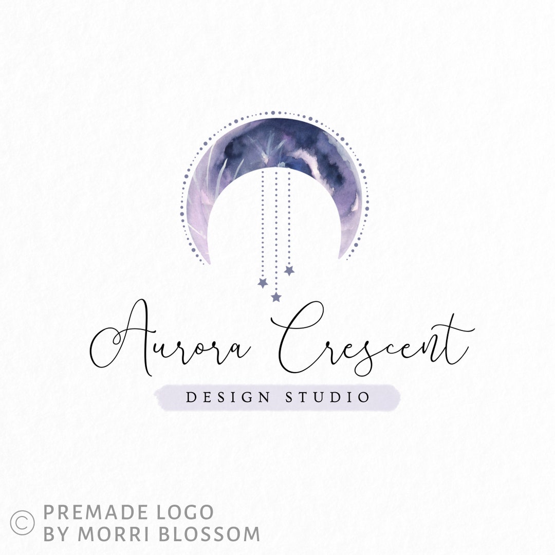 Premade Logo • Purple Moon Logo • Spiritual Logo • Celestial Logo ...