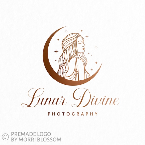 Premade Logo Woman Moon Logo Female Goddess Logo Chic | Etsy