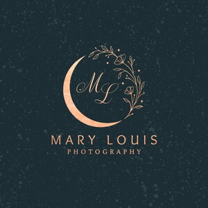 Premade Logo • Rose Gold Logo • Botanical Moon Logo • Celestial Logo ...