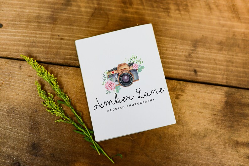 Premade Logo • Vintage Camera Logo • Floral Camera Logo • Photographer ...