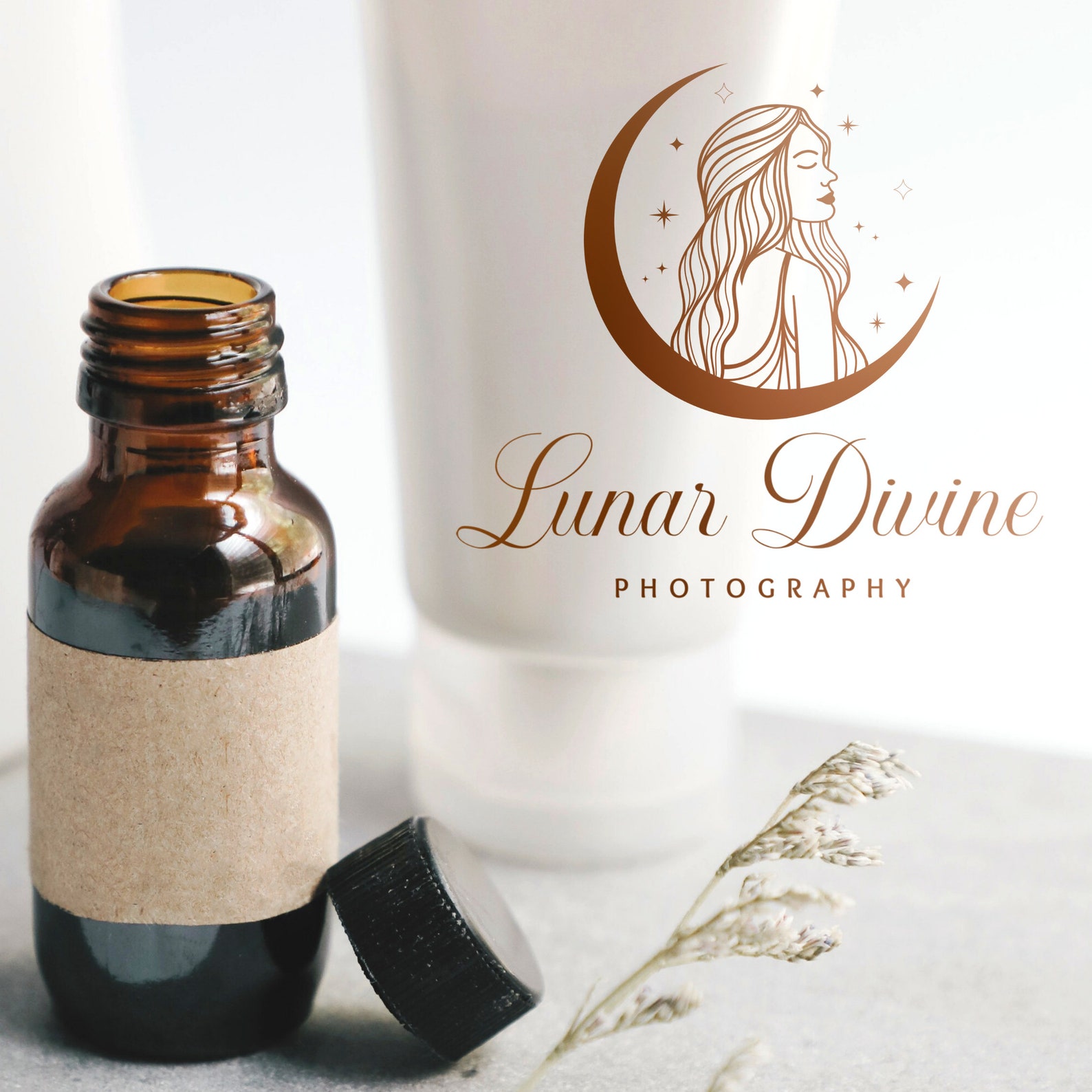 Premade Logo Woman Moon Logo Female Goddess Logo Chic | Etsy