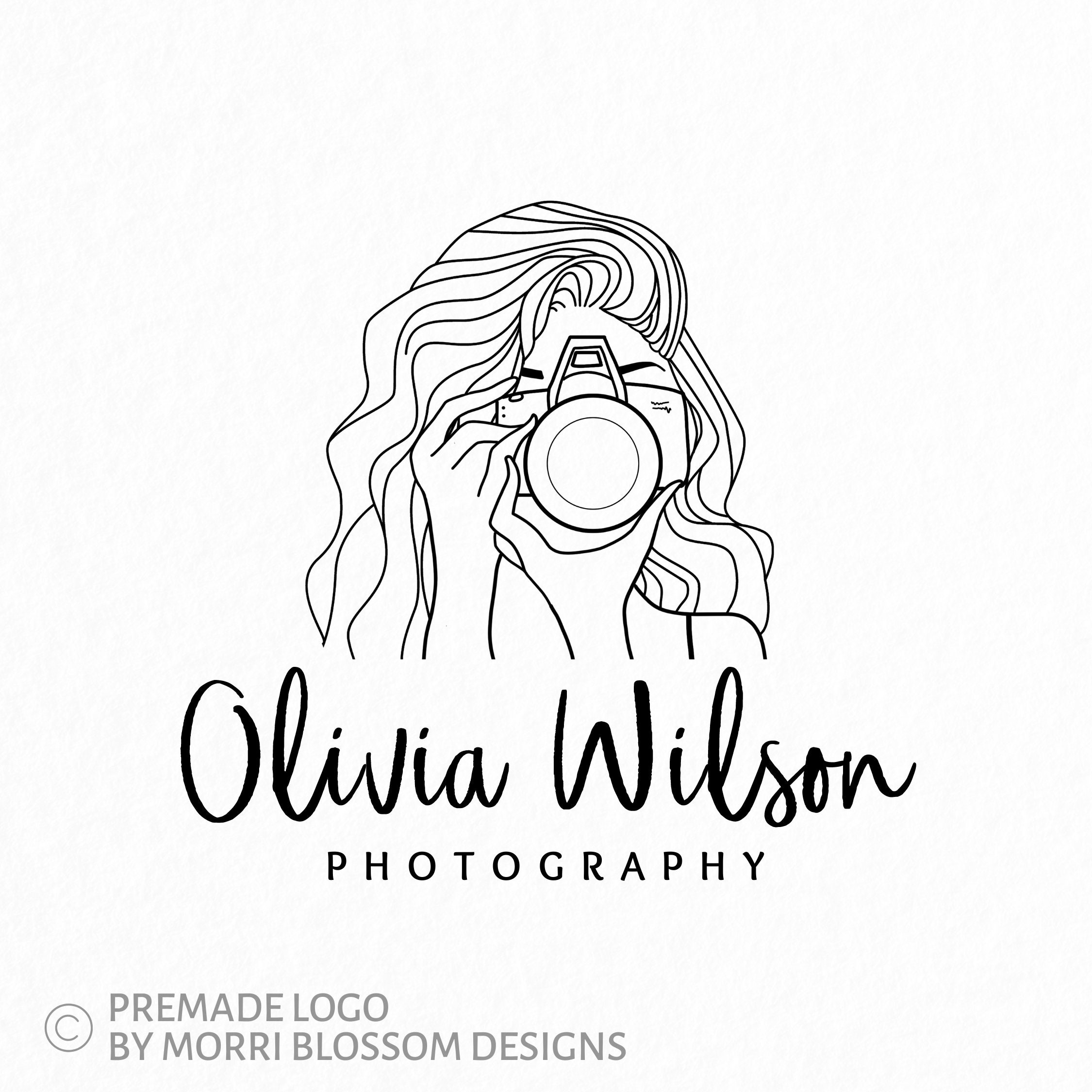 Premade Logo Girl With Camera Logo Line Art Logo | Etsy