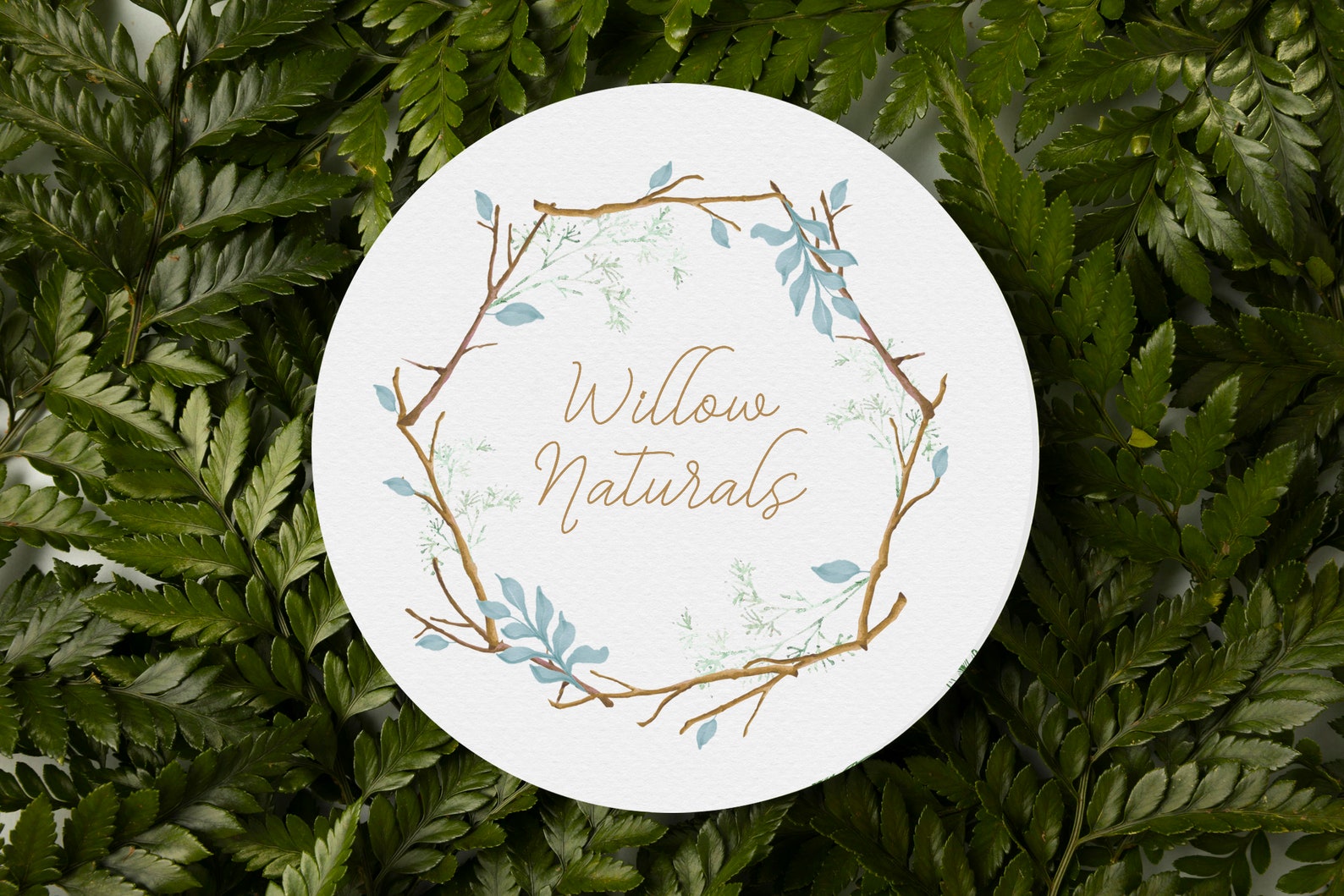 Premade Logo Branches & Blue Foliage Logo Boho Logo - Etsy
