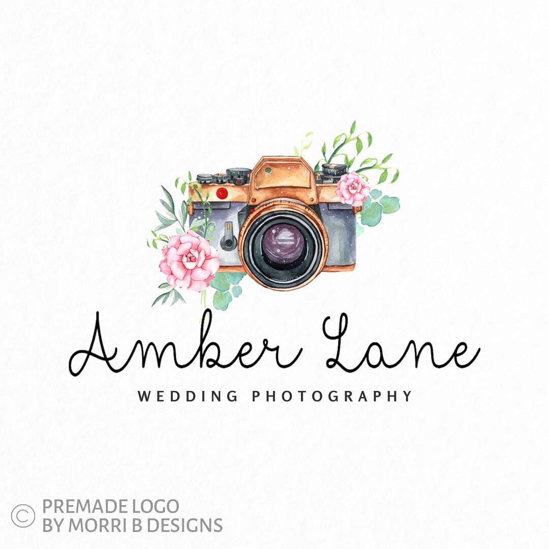 Premade Logo • Vintage Camera Logo • Floral Camera Logo • Photographer ...